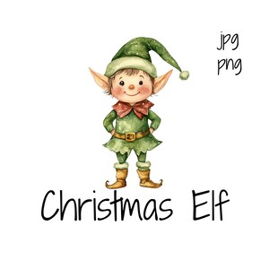 Watercolor Elf Clipart | Cute Green Christmas Elf PNG | Winter JPG ...