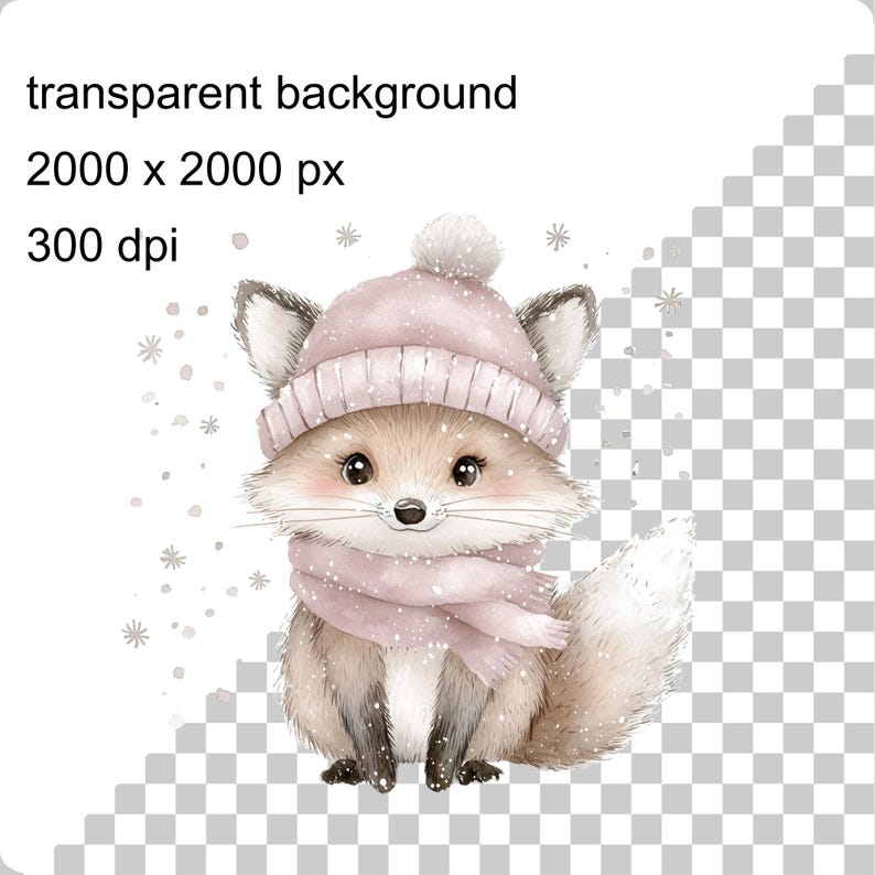 Cute Winter Fox Clipart | Watercolor Christmas Fox PNG | Holiday ...