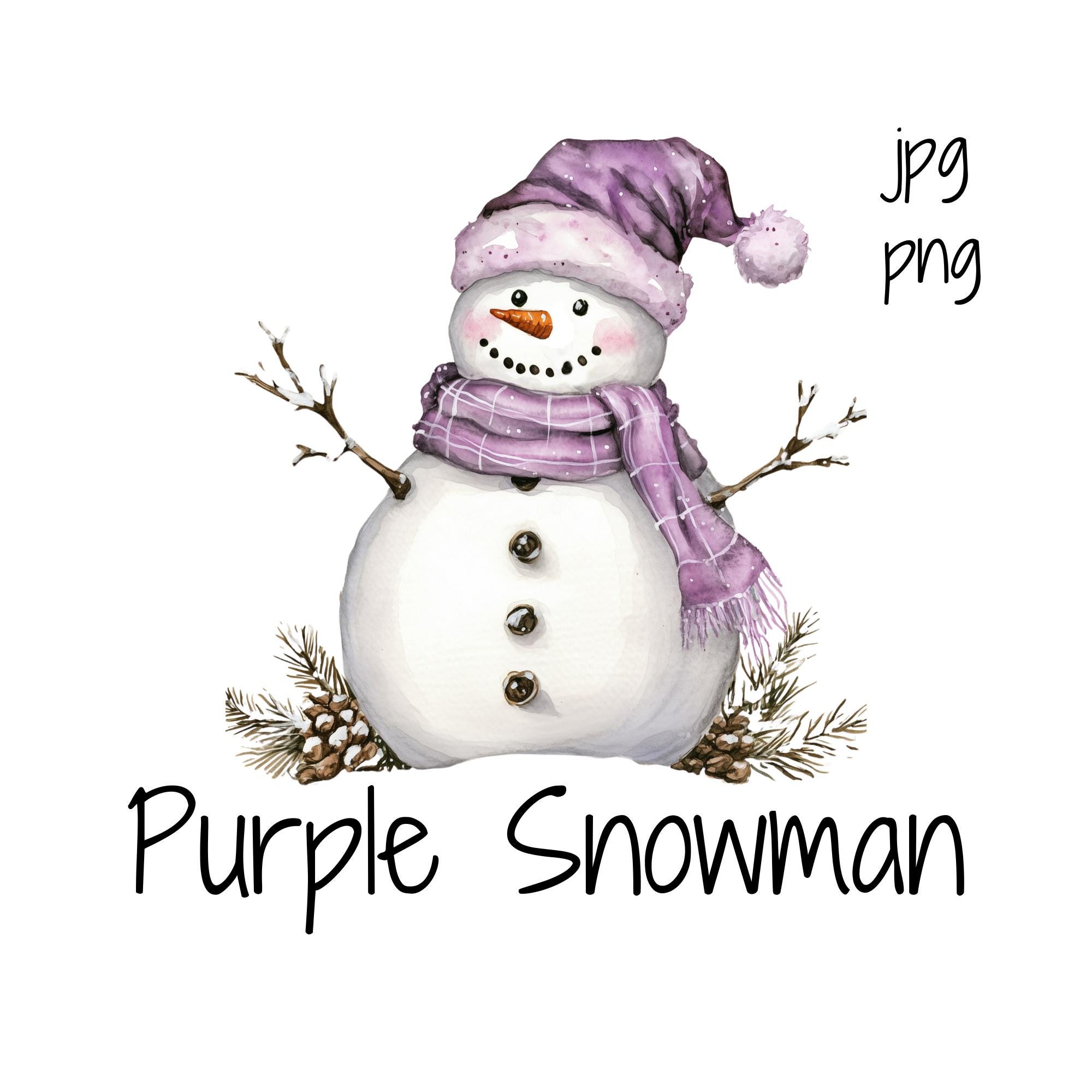 Watercolor Snowman Clipart | Purple Snowman PNG | Winter JPG ...