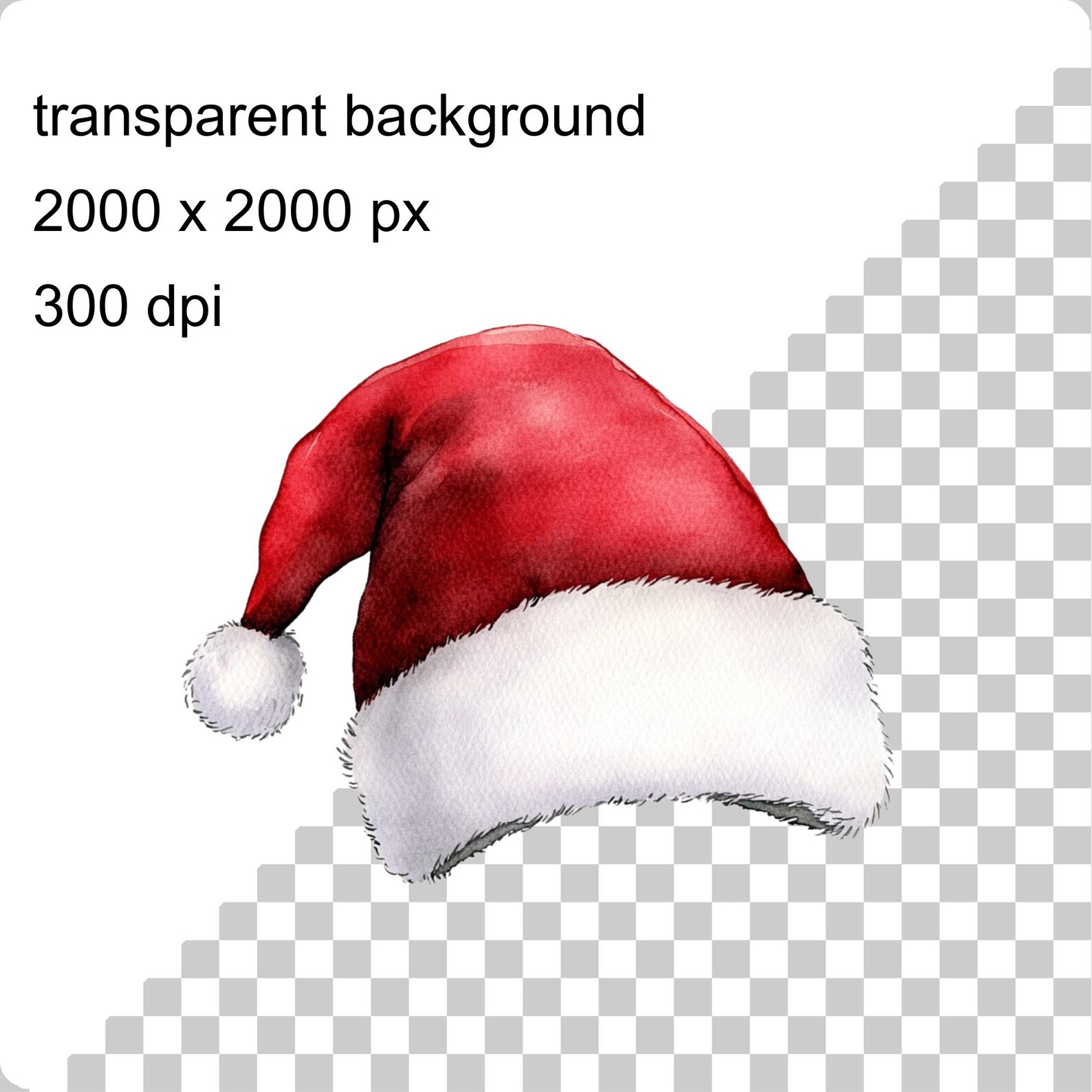 Watercolor Santa Hat Clipart | Holiday PNG JPG (digital Download) - Etsy
