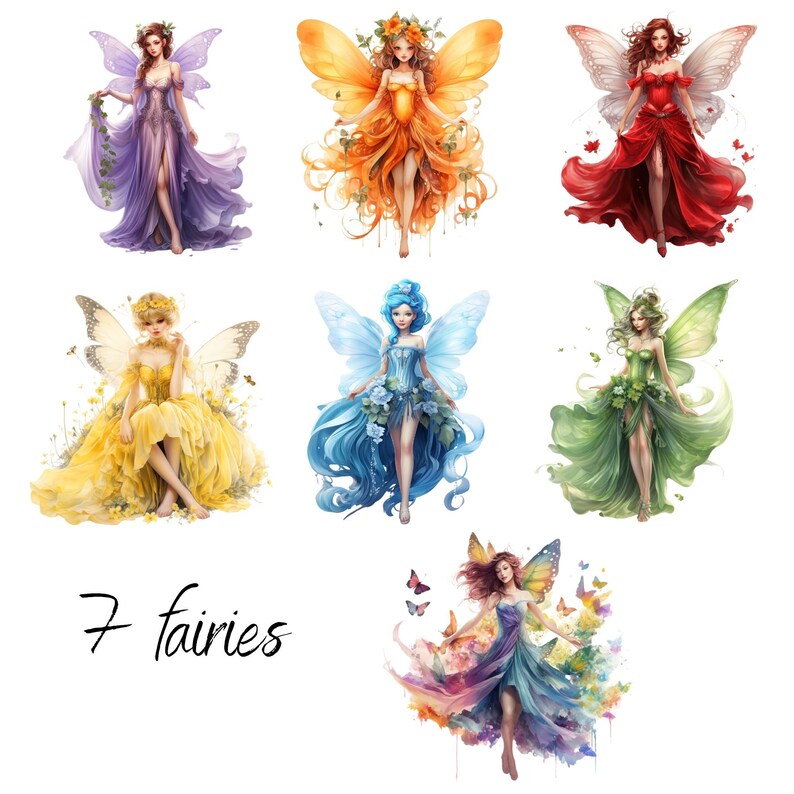 Watercolor Fairy Clip Art Bundle | Colorful Fairy PNG | Watercolor ...