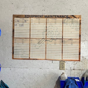 Equipment Maintenance Log Wall Chart Laminated Poster 36x24in for Farm ...