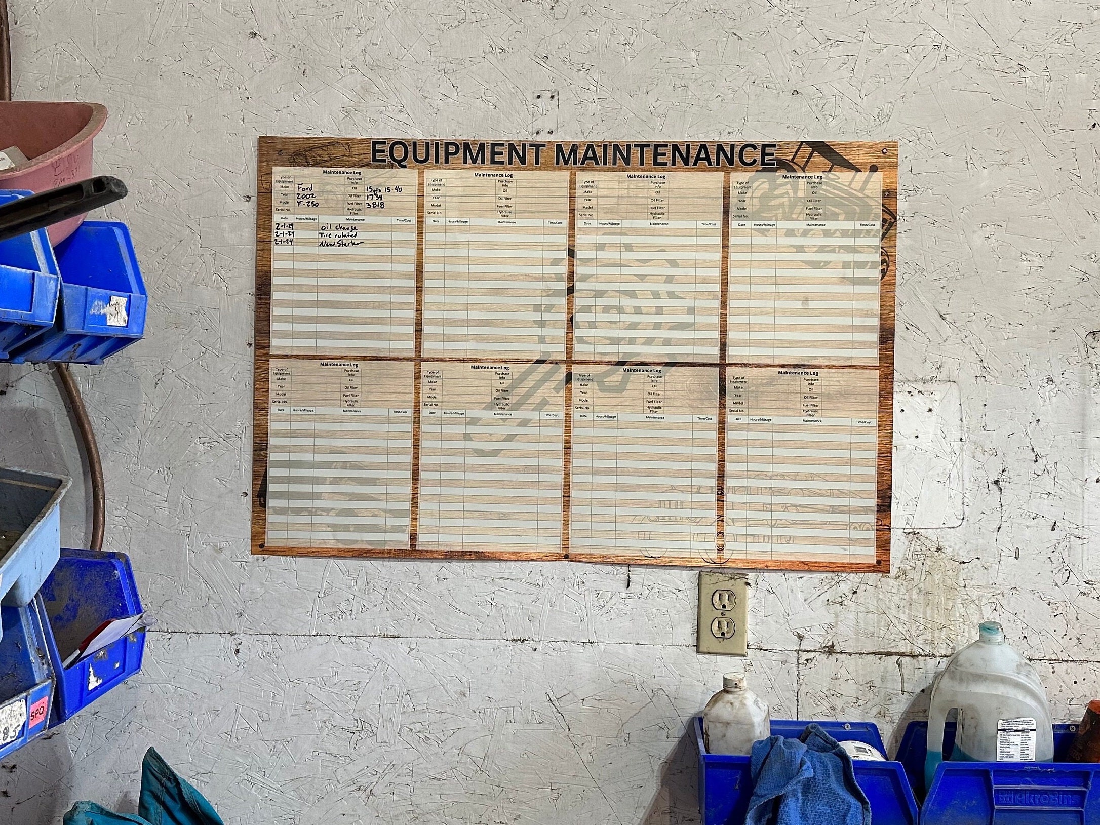 Equipment Maintenance Log Wall Chart Laminated Poster 36x24in for Farm ...