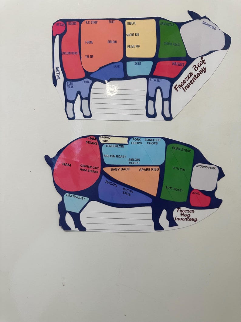 Freezer Inventory Chart Set | Magnetic Dry Erase Sheets for Beef and ...