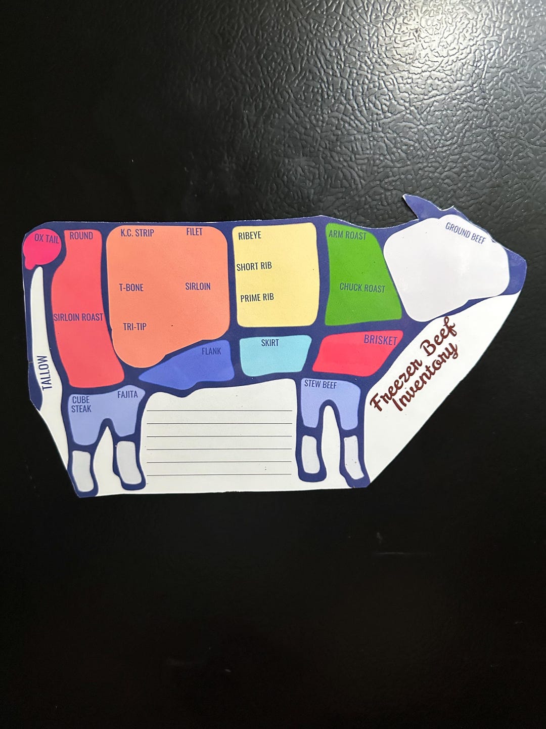 Freezer Beef Inventory Tracker | Magnetic Dry Erase Chart for Beef Cuts ...