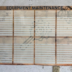 Equipment Maintenance Log Wall Chart Laminated Poster 36x24in for Farm ...