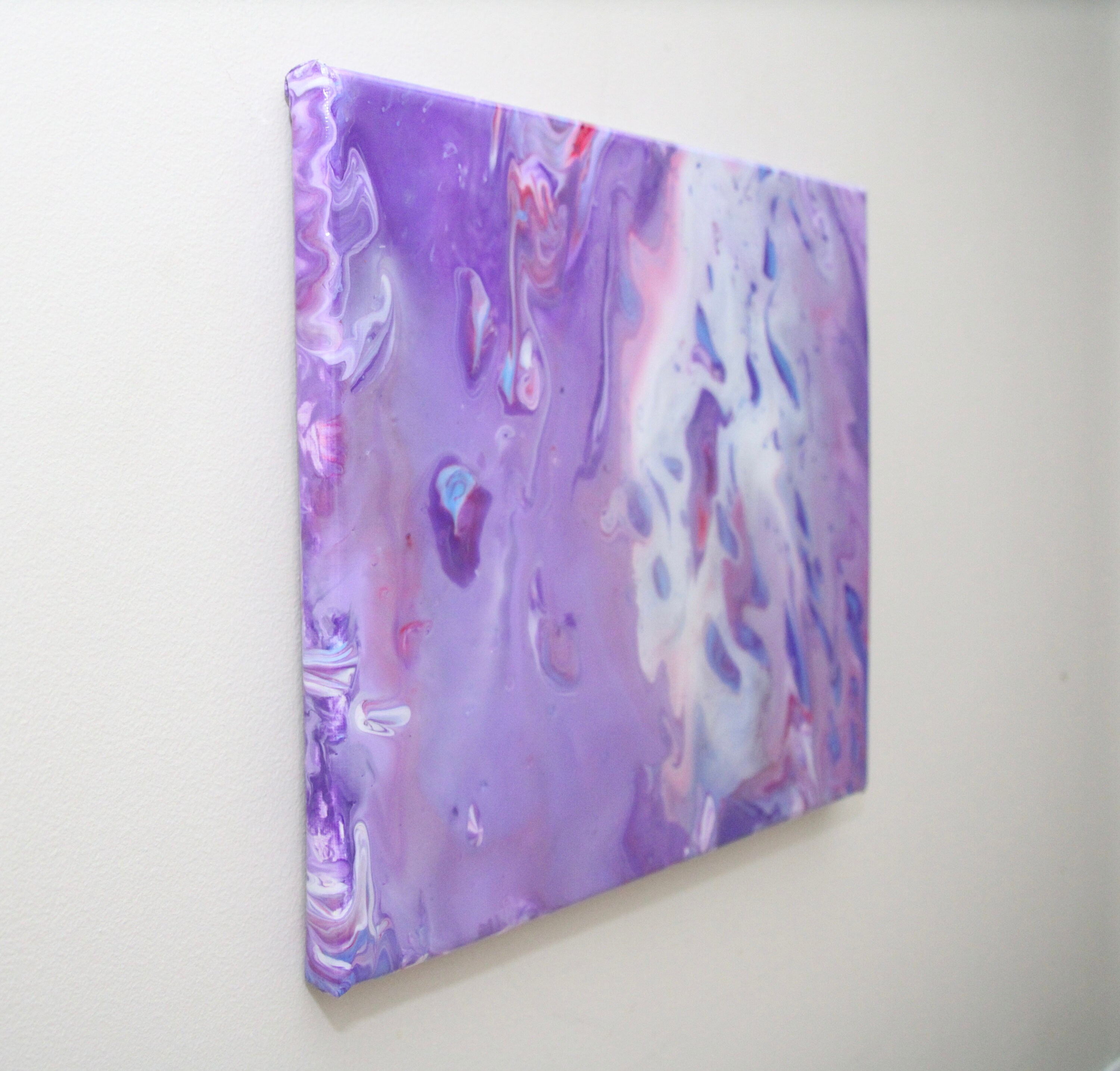 Purple and White Acrylic Pour Painting, 10x12 Inches, Handmade by ...