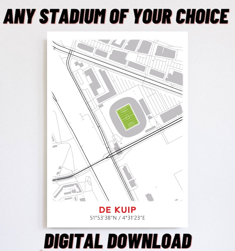 Map Design of De Kuip Home of Feyenoord Rotterdam Digital Download ...