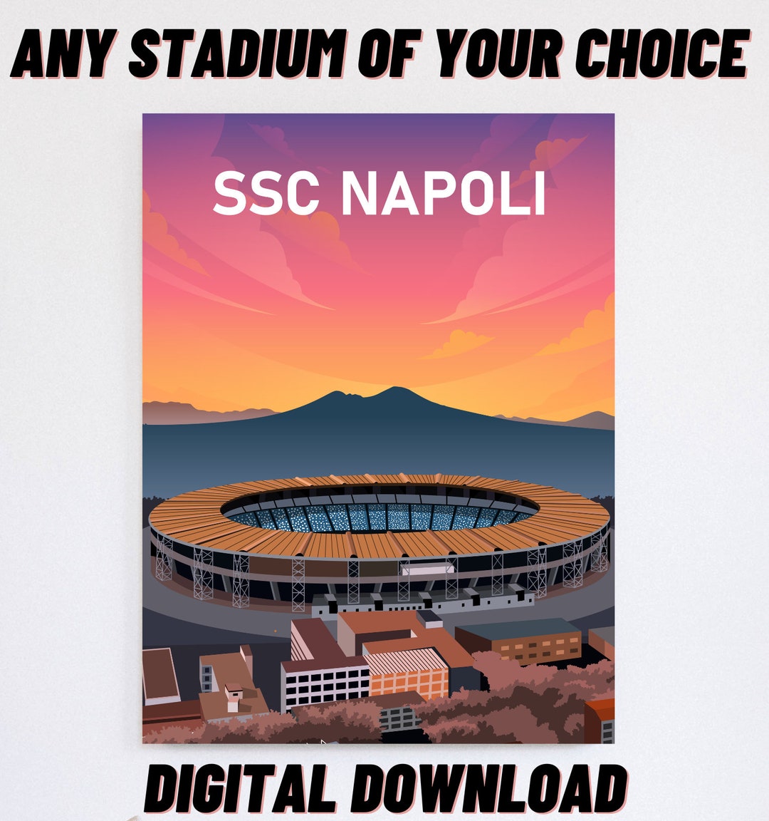Illustration of SSC Napoli Stadium DIGITAL DOWNLOAD - Etsy