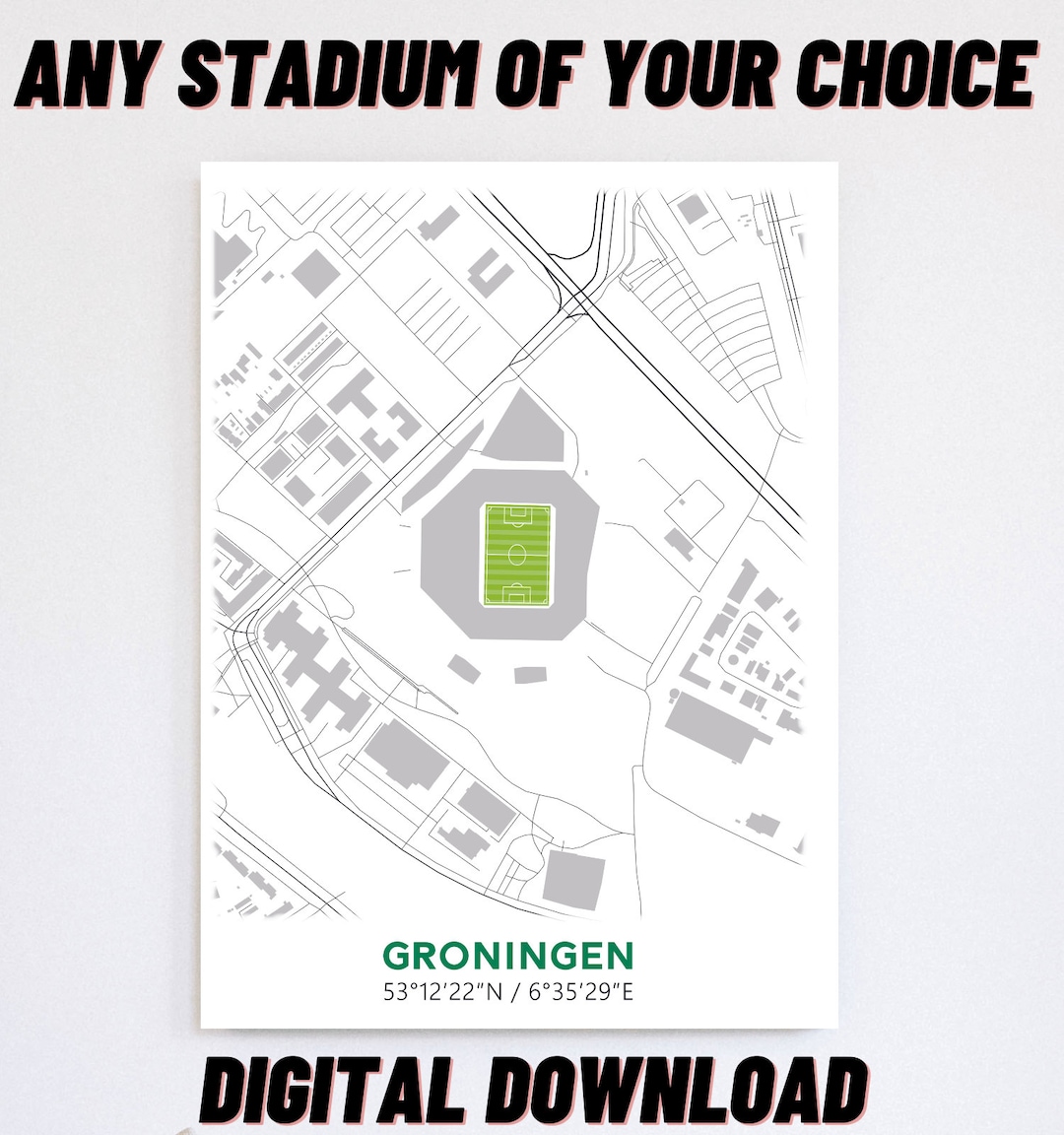 Map Design of Euroborg Stadium Home of the FC Groningen - Etsy