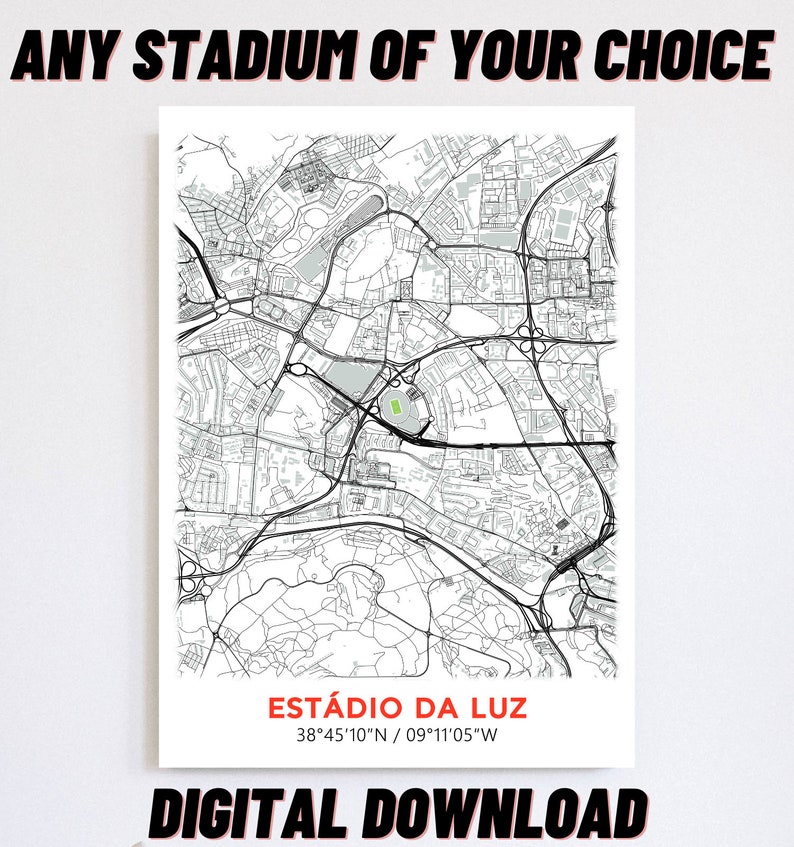Estadio Da Luz Map Design Home SL Benfica DIGITAL DOWNLOAD - Etsy