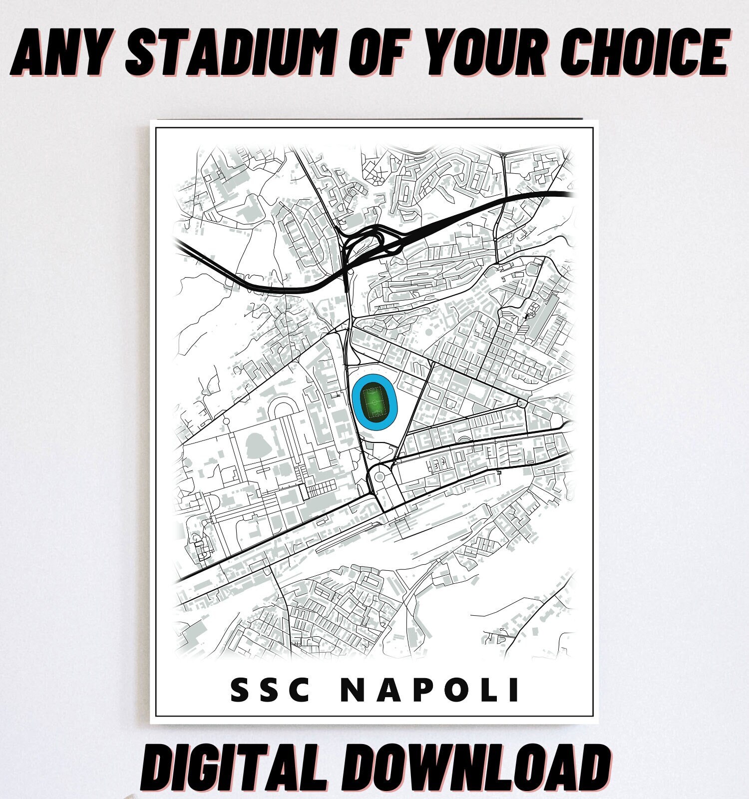 Map Design of Diego Armando Maradona Stadium SSC Napoli - Etsy