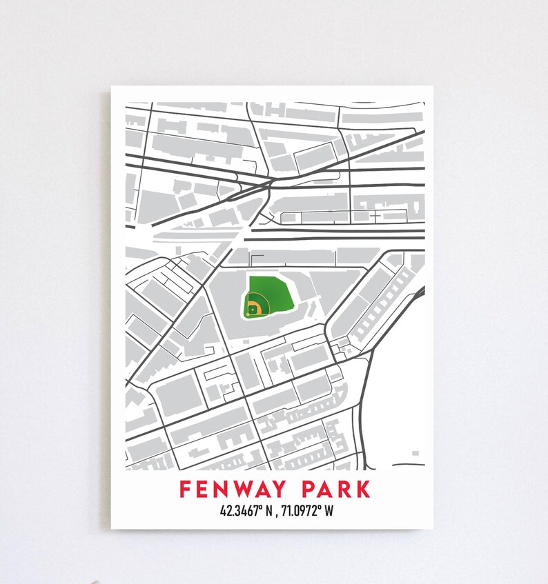 Map Design of Fenway Park - Stadium Poster - Baseball Artwork ...