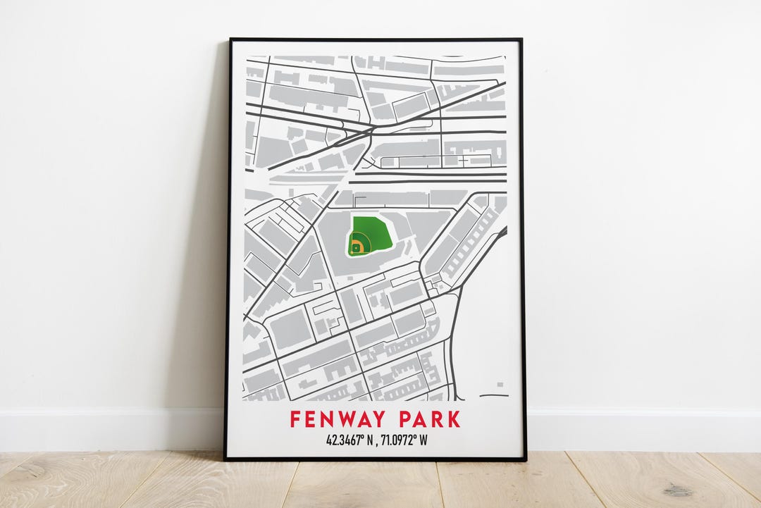 Map Design of Fenway Park - Stadium Poster - Baseball Artwork ...