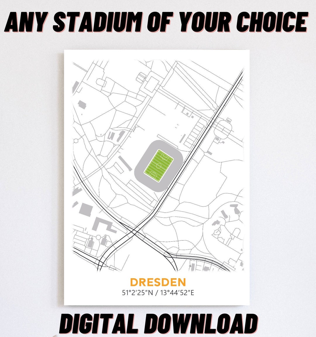 Map Design of Rudolf Harbig Stadion SG Dynamo Dresden - Etsy
