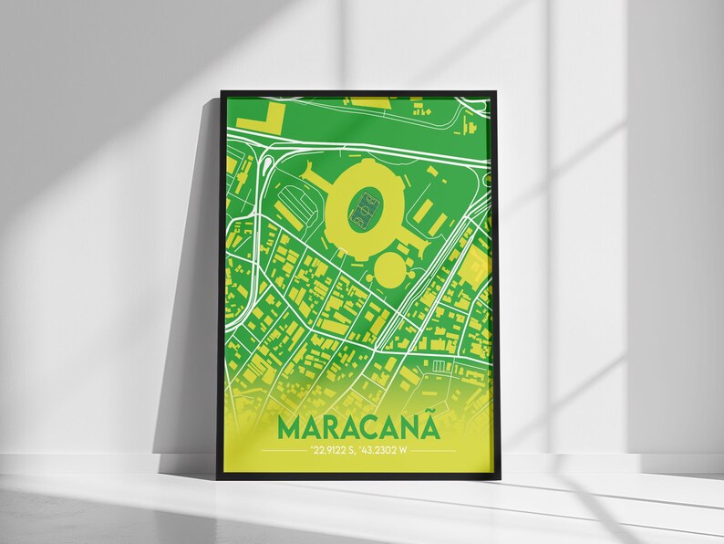 Map Design of Maracana DIGITAL DOWNLOAD Flamengo, Fluminense, Vasco Da ...