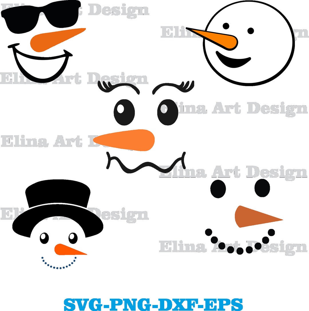Snowman Face Svg Bundle / Christmas Snowman Svg / Winter Holiday ...