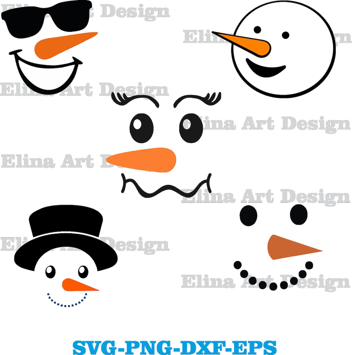 Snowman Face Svg Bundle / Christmas Snowman Svg / Winter Holiday ...