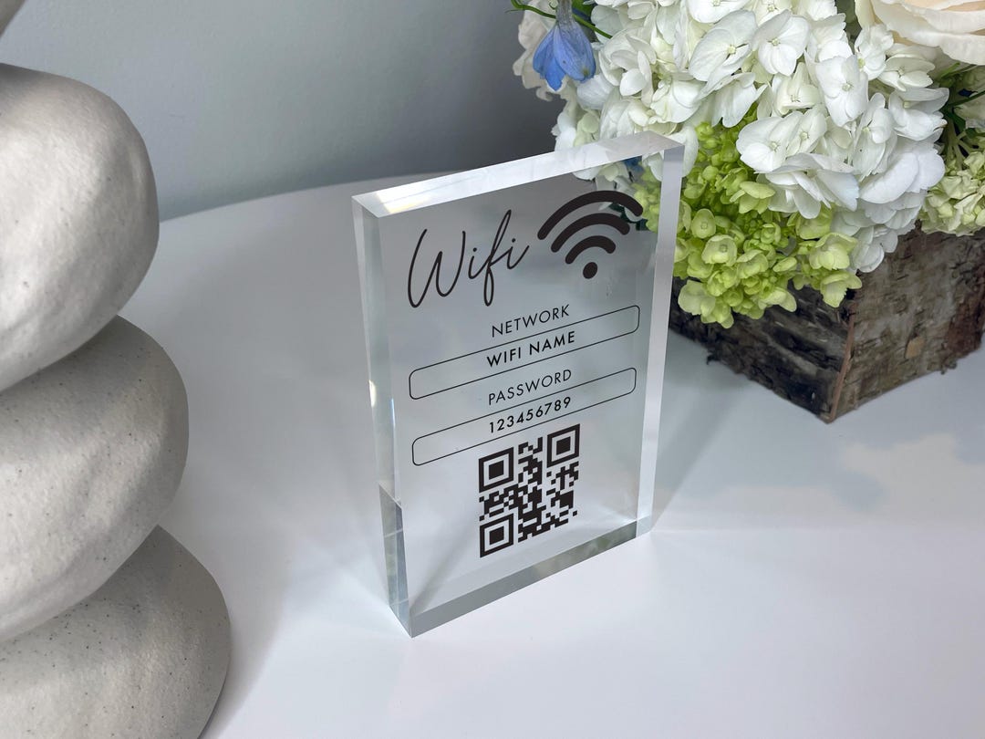 Wifi QR Code Block, Personalized Wi-fi Network Sign for Guests, Custom ...