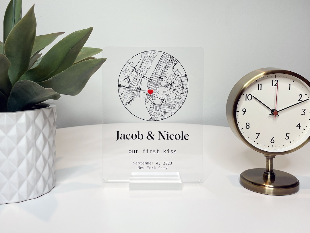 Couple City Map Gift, Our First Date, Personalized Newly Engaged ...