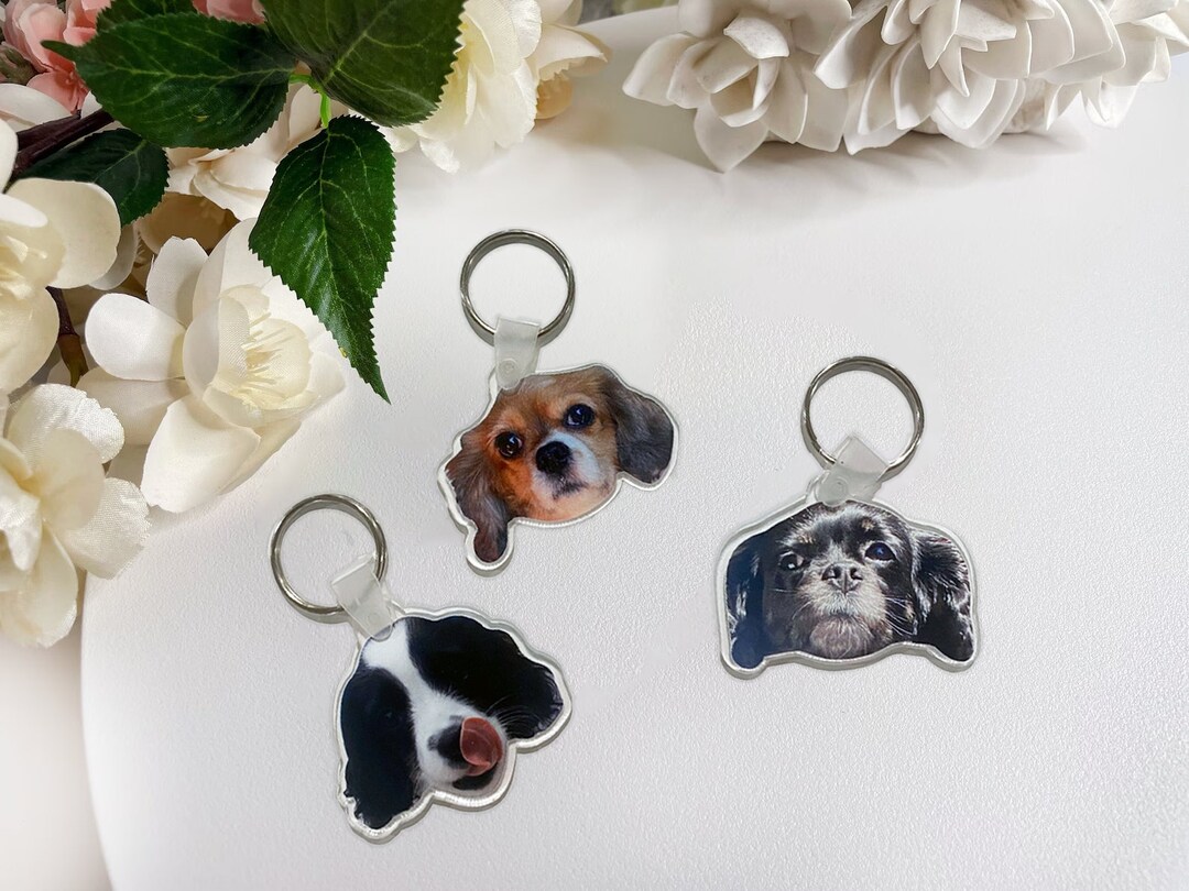Personalized Face Keychain Photo Face Cutout Keychain, Dog Cat Face ...