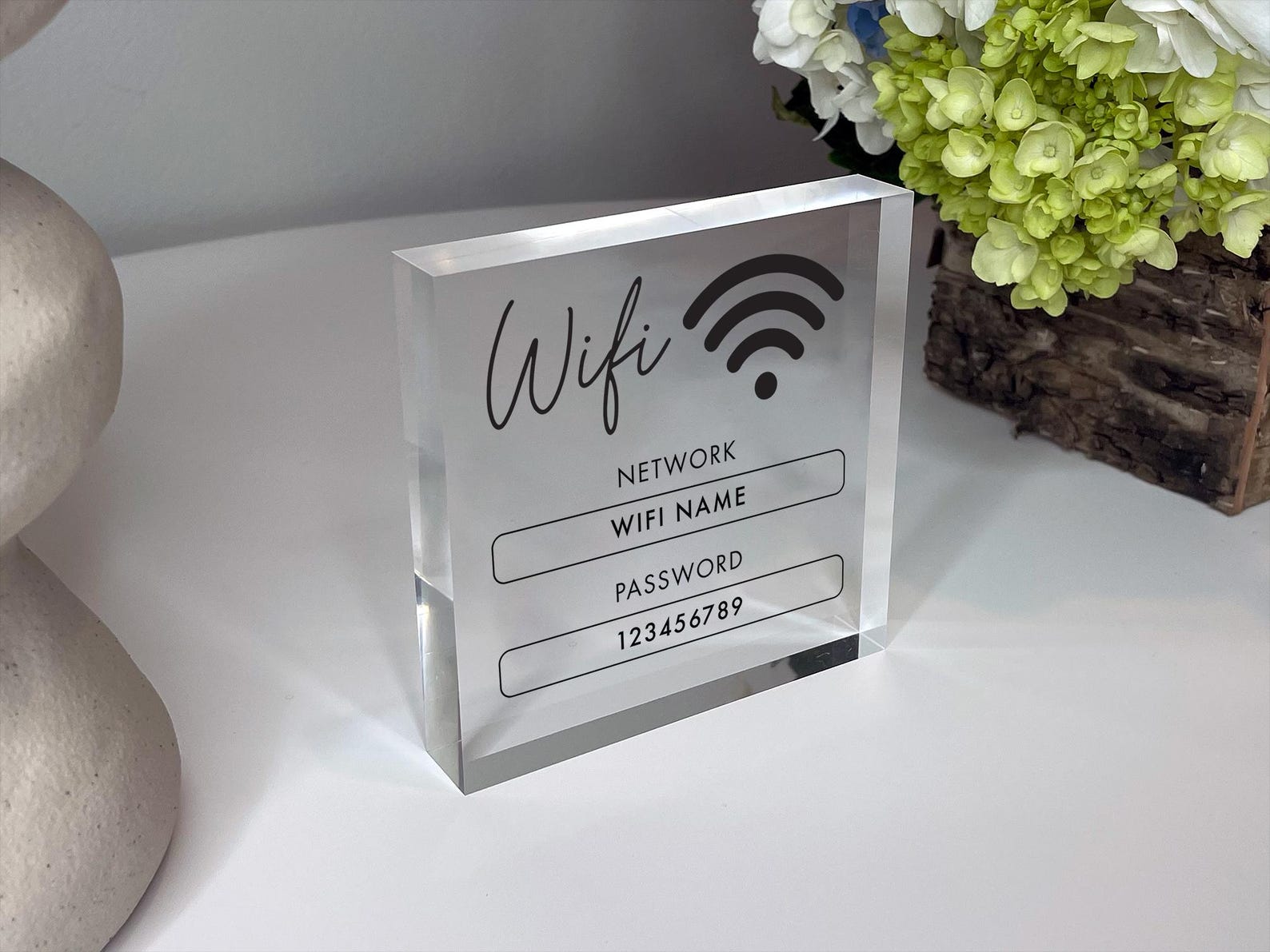 Wifi QR Code Block, Personalized Wi-fi Network Sign for Guests, Custom ...