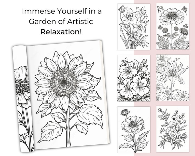 100 Realistic Flower Coloring Pages: Botanical Collection (PDF ...