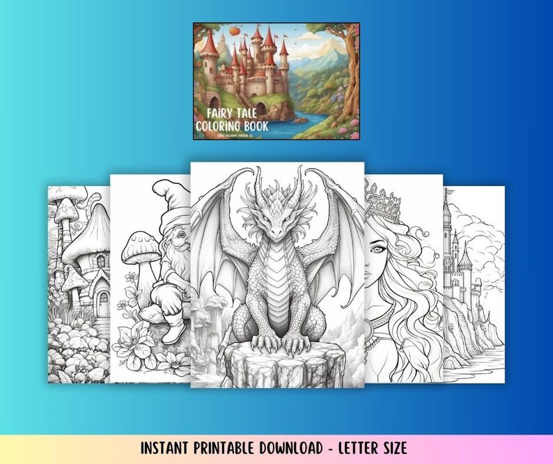 Cute Fairy Tales Fantasy Coloring Pages, Coloring Book, Instant ...