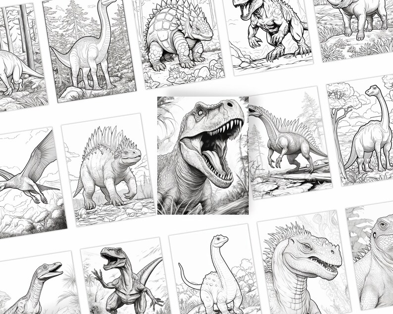 30+ Dinosaur Coloring Book, Dino Adventure Coloring Book, Printable ...