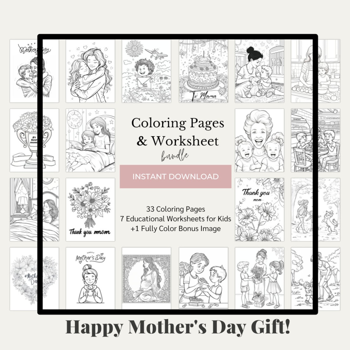 Mother's Day Kids Worksheets, Coloring Book, Happy Mothers Day, Mothers ...