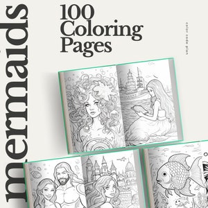 100 the Ultimate Jumbo Bundle Mermaids Coloring Pages, Mystical ...