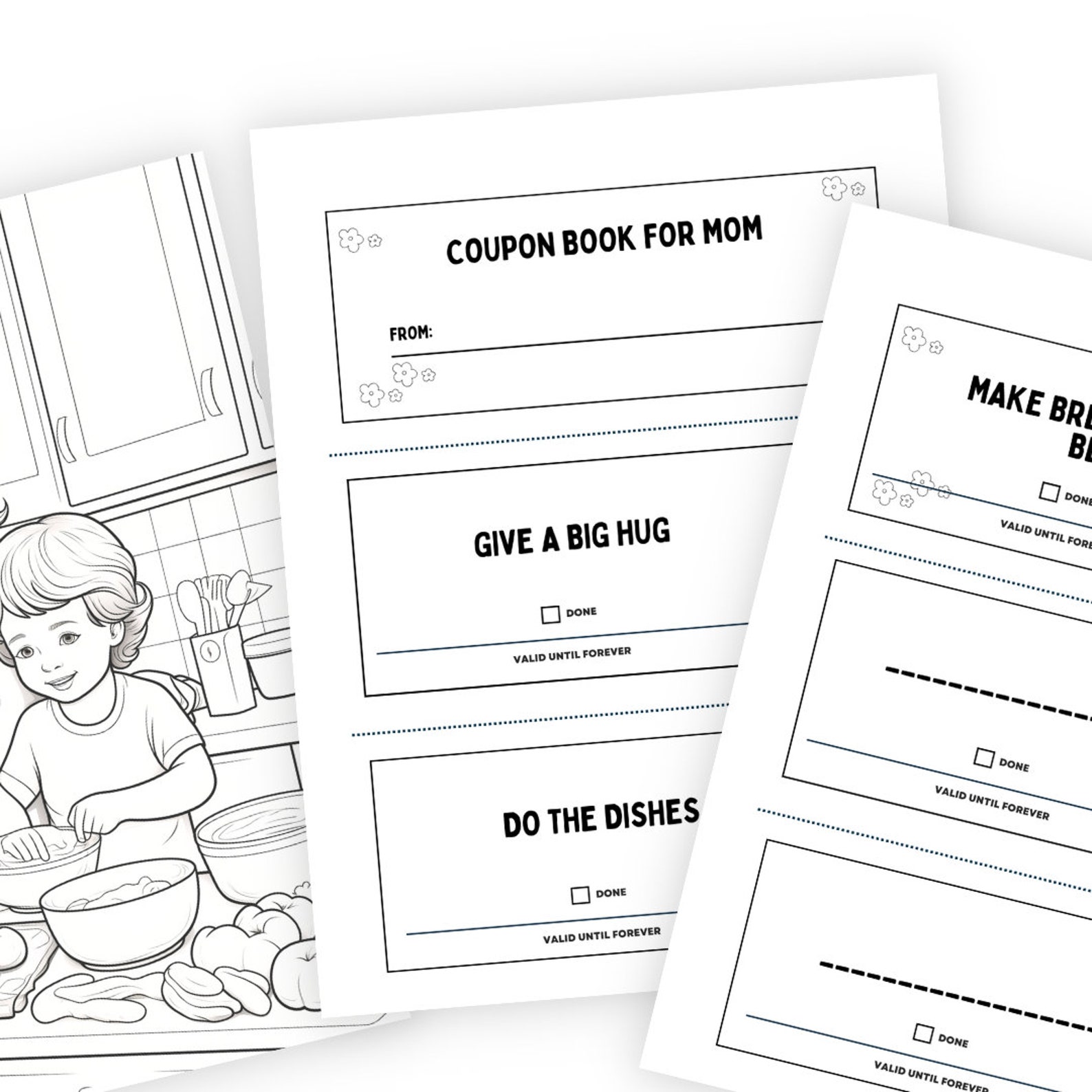 Mother's Day Kids Worksheets, Coloring Book, Happy Mothers Day, Mothers ...