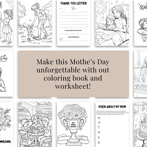 Mother's Day Kids Worksheets, Coloring Book, Happy Mothers Day, Mothers ...