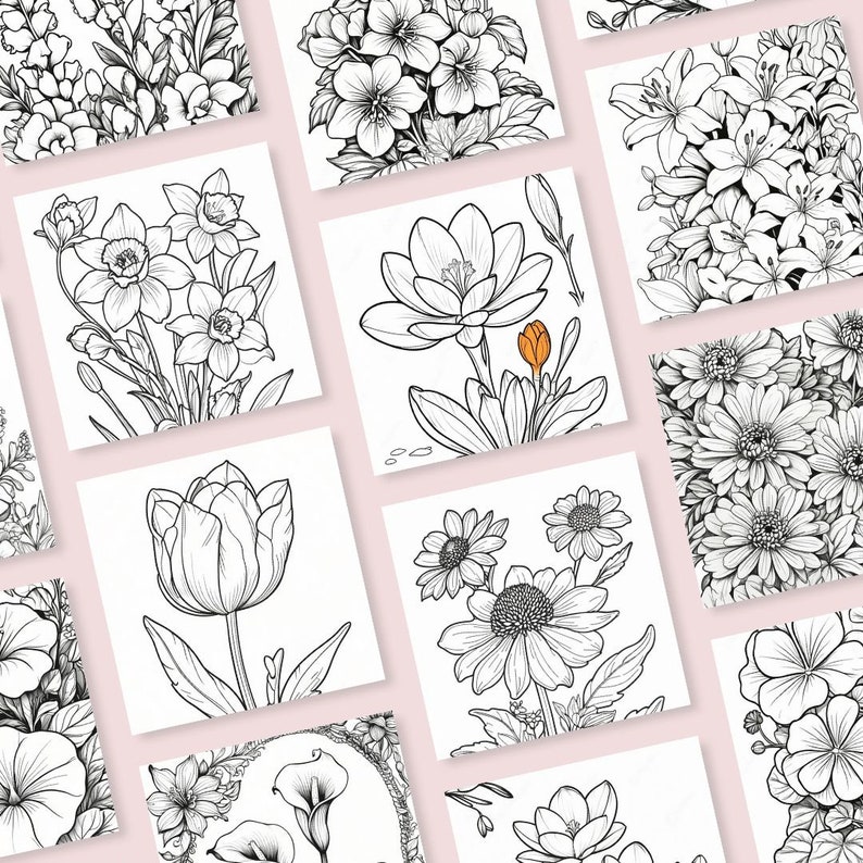 100 Realistic Flower Coloring Pages: Botanical Collection (PDF ...