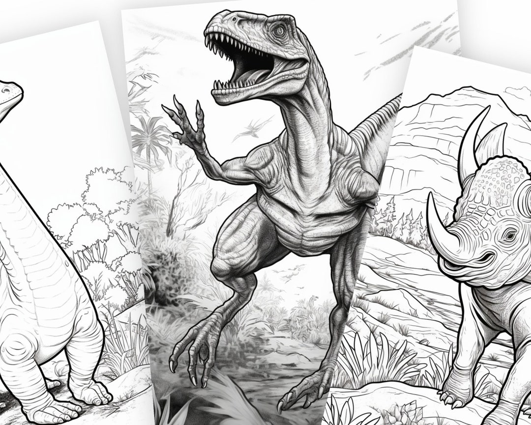 30+ Dinosaur Coloring Book, Dino Adventure Coloring Book, Printable ...