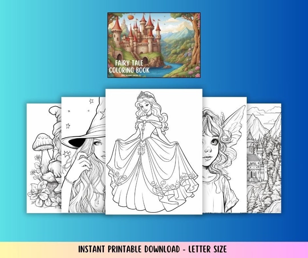 Cute Fairy Tales Fantasy Coloring Pages, Coloring Book, Instant ...