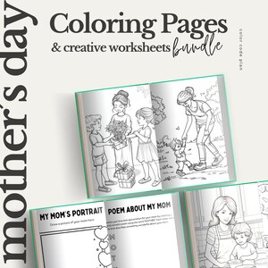 Mother's Day Kids Worksheets, Coloring Book, Happy Mothers Day, Mothers ...