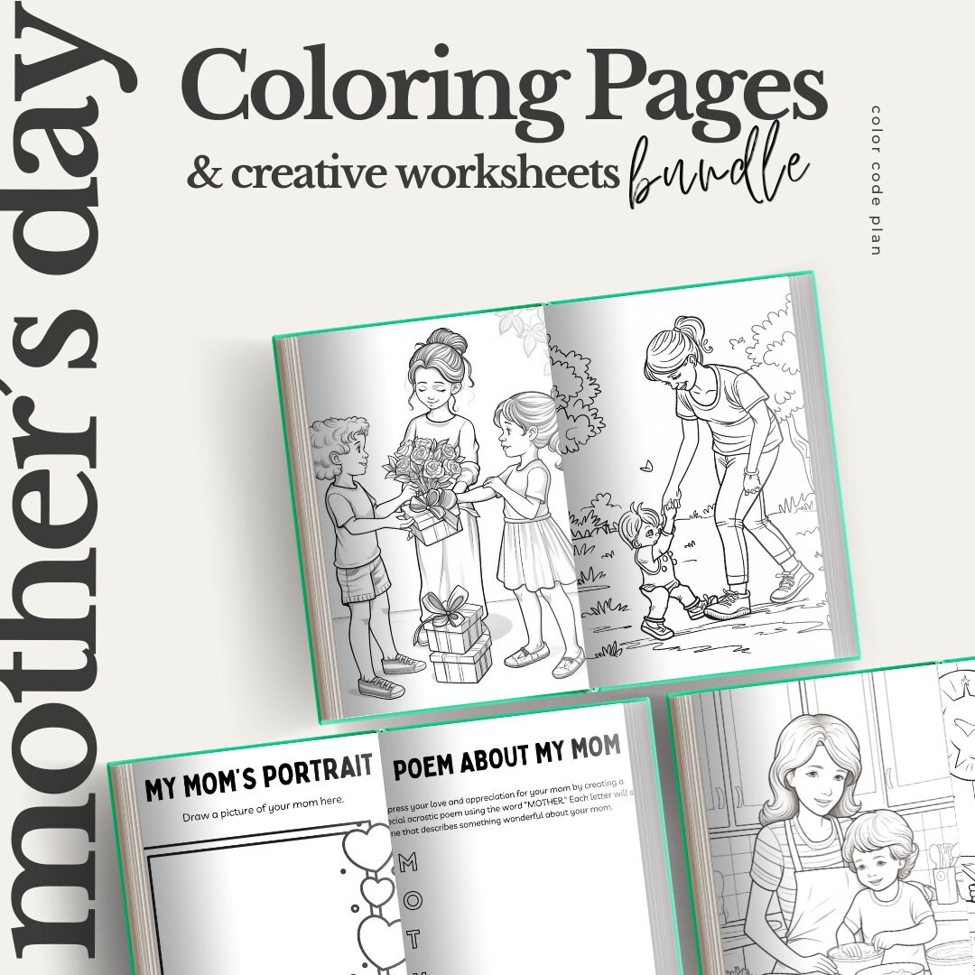 Mother's Day Kids Worksheets, Coloring Book, Happy Mothers Day, Mothers ...