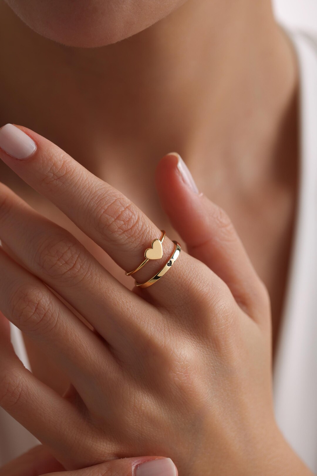 Stackable Heart Ring Set, Rings for Women, Gold Ring Set, Stackable ...