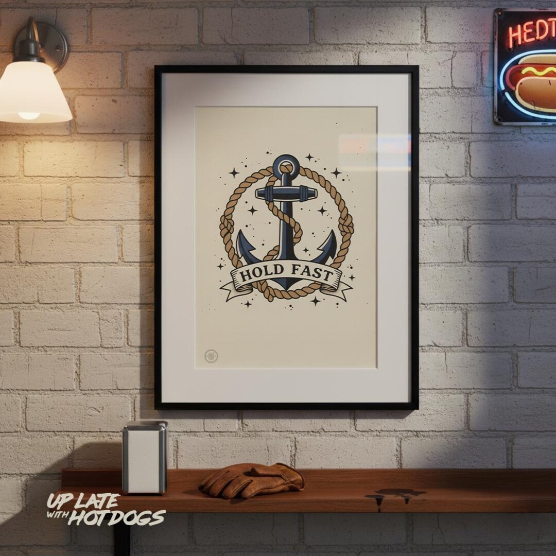 Anchor and Rope Printable Wall Art - Hold Fast, Nautical Tattoo Poster ...