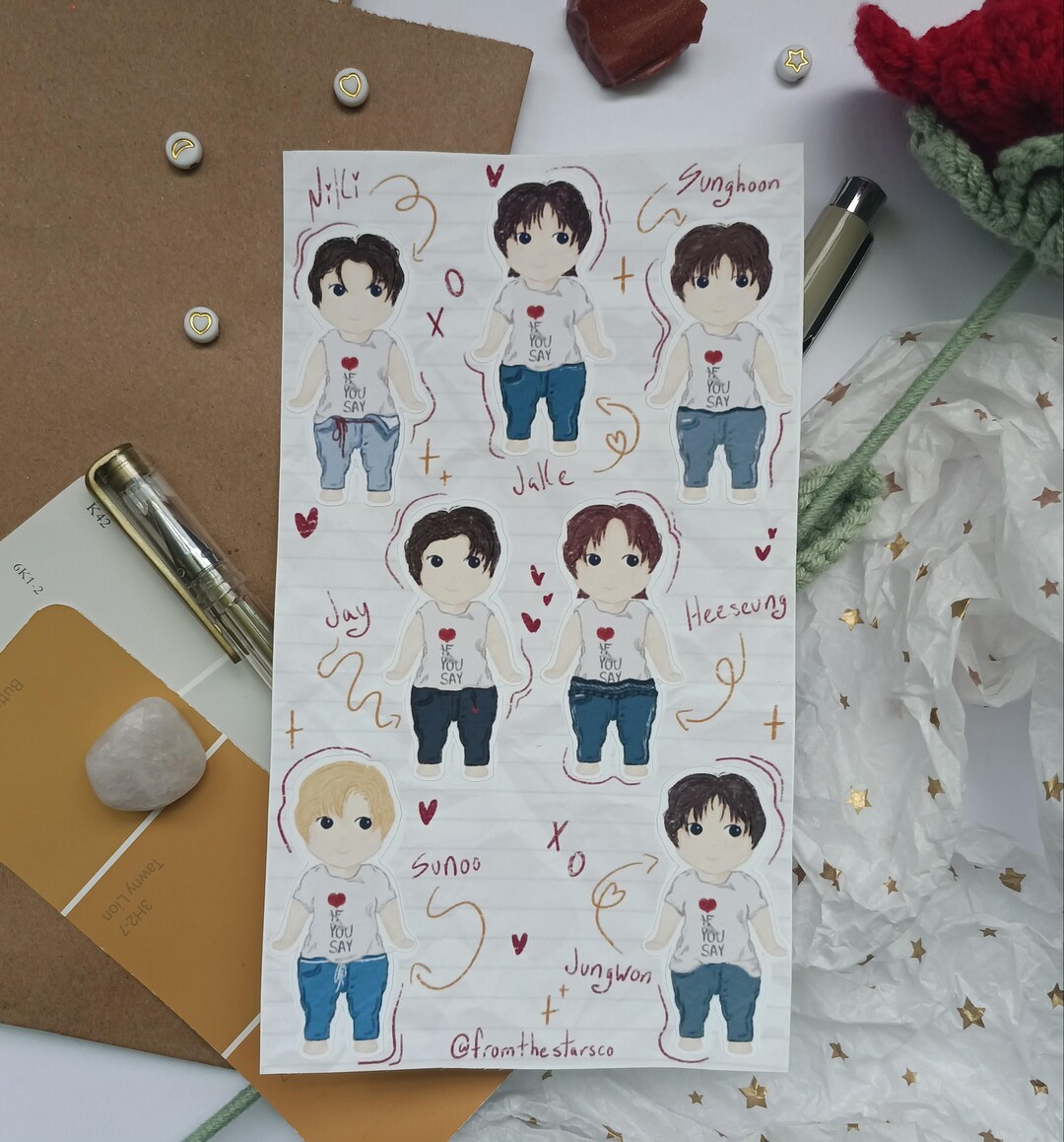 ENHYPEN Sonny Angels Sticker Sheet Water Resistant Stickers Kpop ...