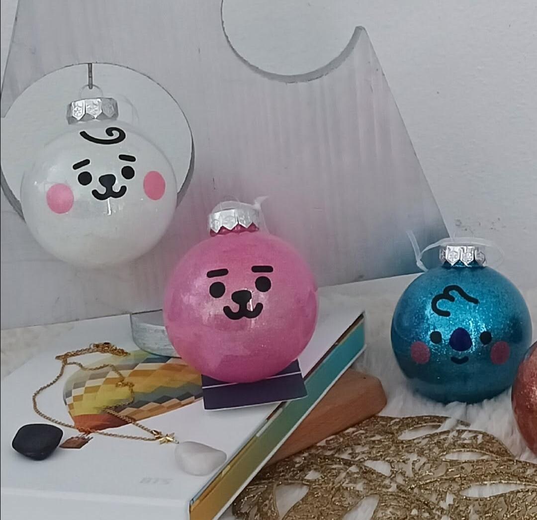 BTS BT21 Christmas Ornaments Kpop Christmas Decor Glitter Personalized ...
