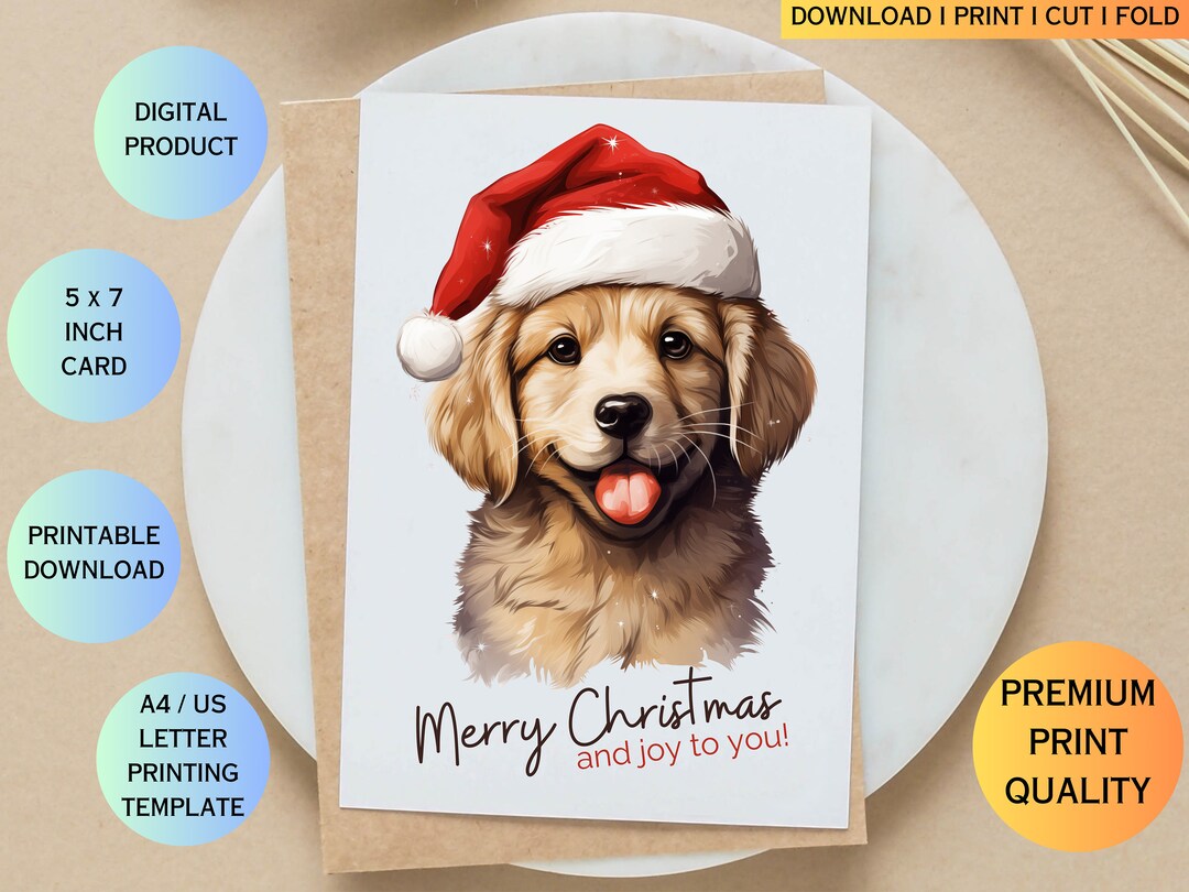 Puppy Christmas Card: Digital Download for Pet Holiday Cards Adorable ...