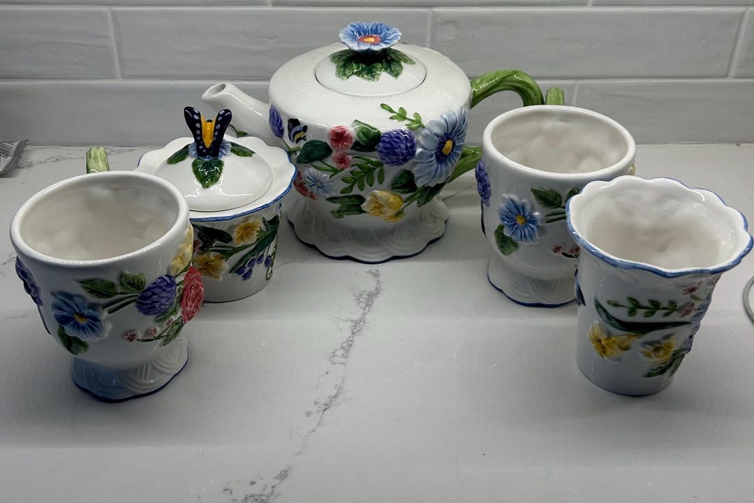 Vintage Bella Casa Ganz Butterfly Garden Tea Set - Great Condition ...
