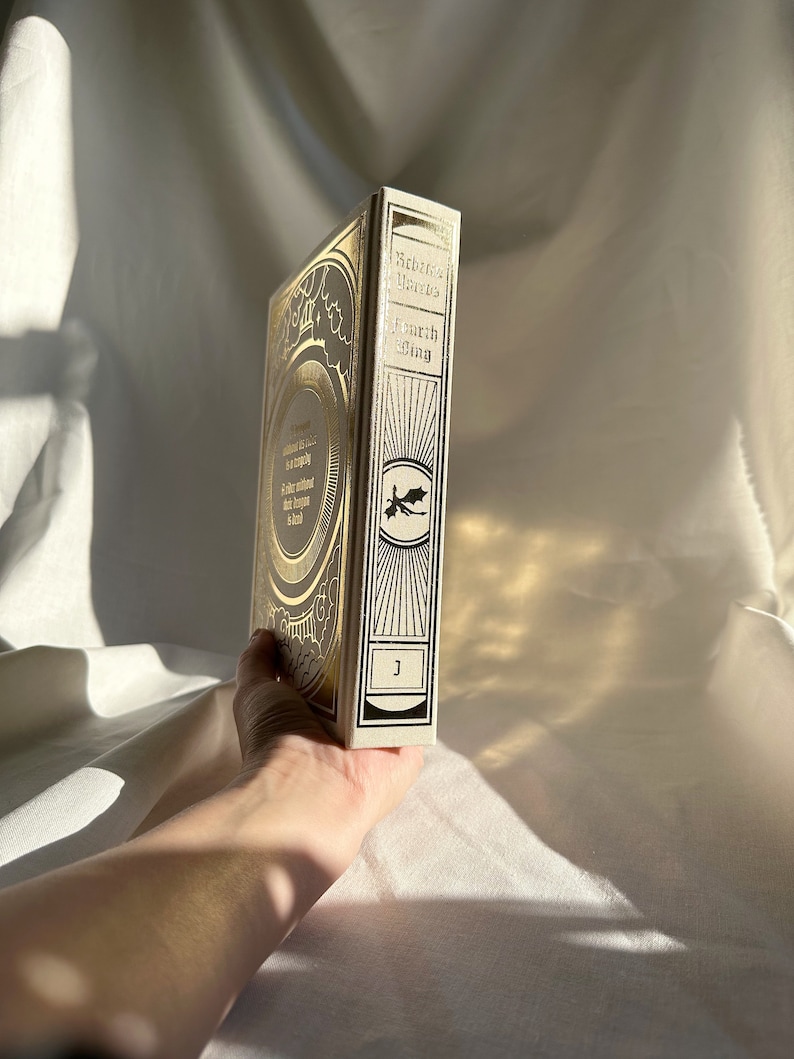Fourth Wing: Handmade Rebound Book, Gold Foil Cover, Velvet Bookmark - Etsy