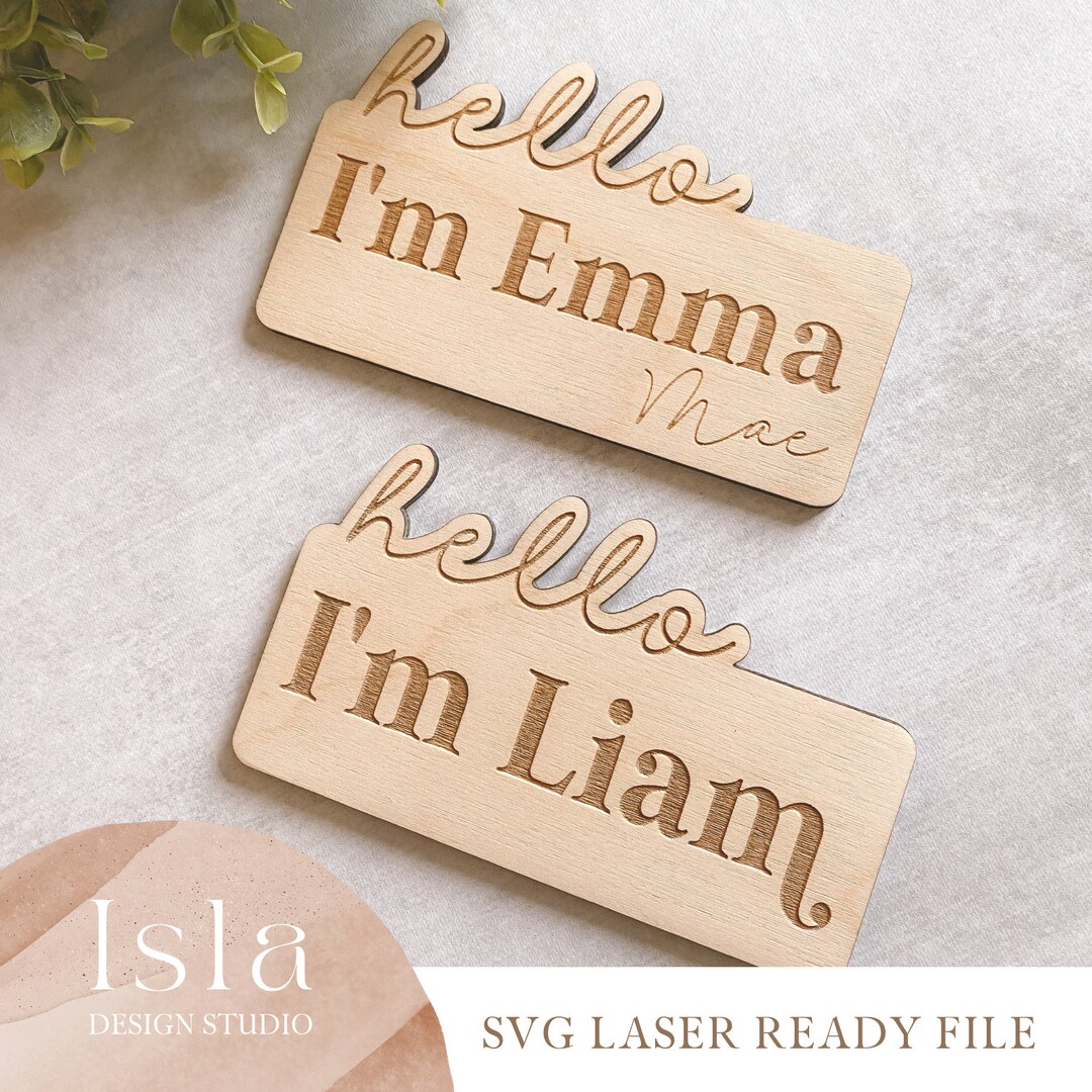 Laser Ready SVG Name Announcement - Laser File Birth Announcement ...
