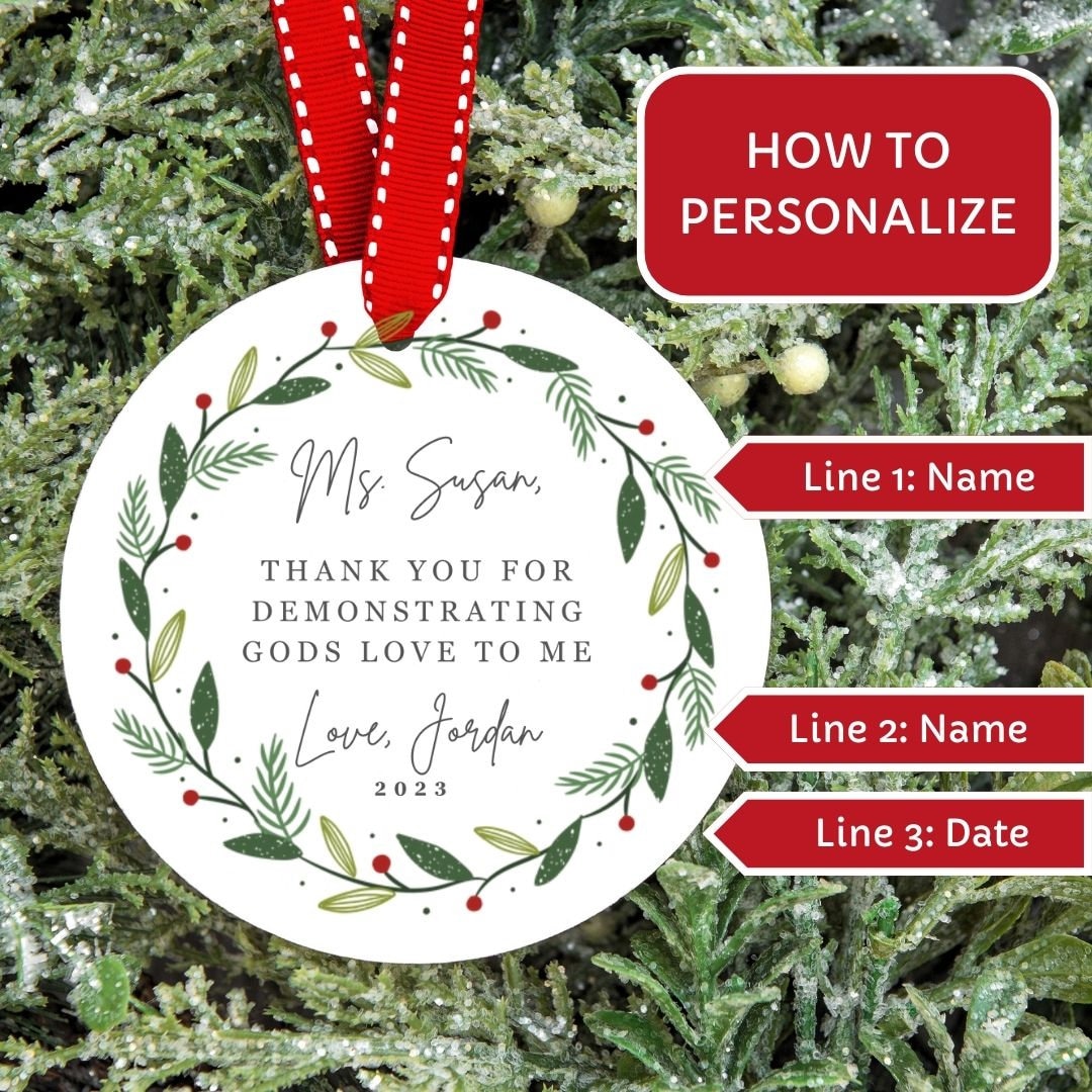 Custom Sunday School Teacher Gift Personalized Ornament Teacher ...