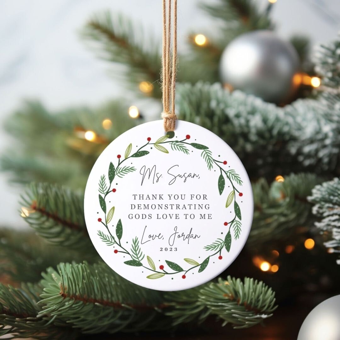 Custom Sunday School Teacher Gift Personalized Ornament Teacher ...