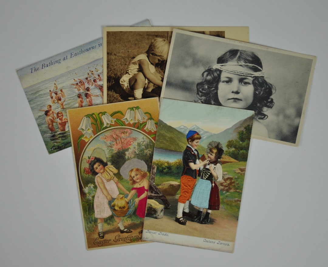 Mix of 5 Vintage Children Postcards - Etsy