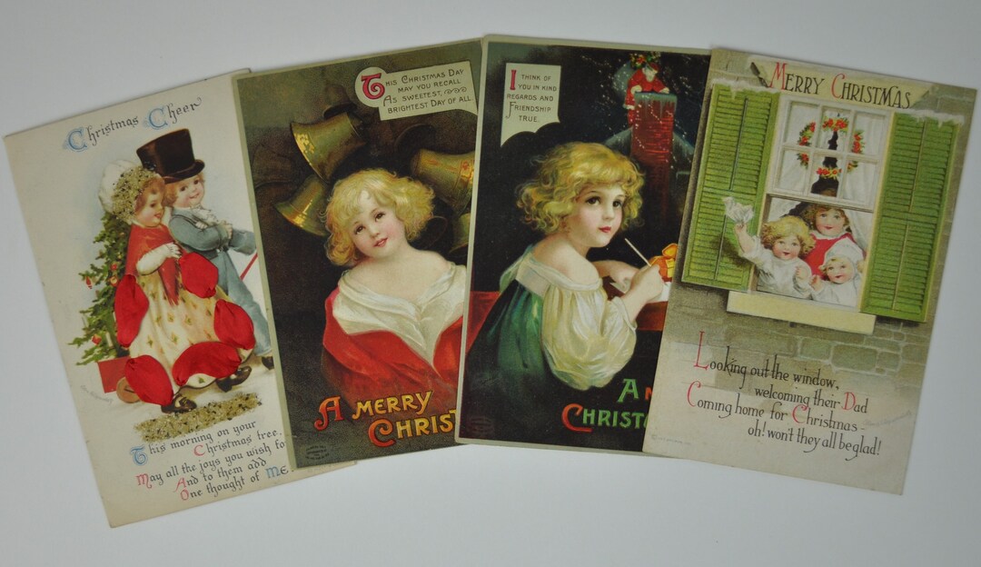 Set of 4 Antique Ellen Clapsaddle Christmas Messages Postcards - Etsy